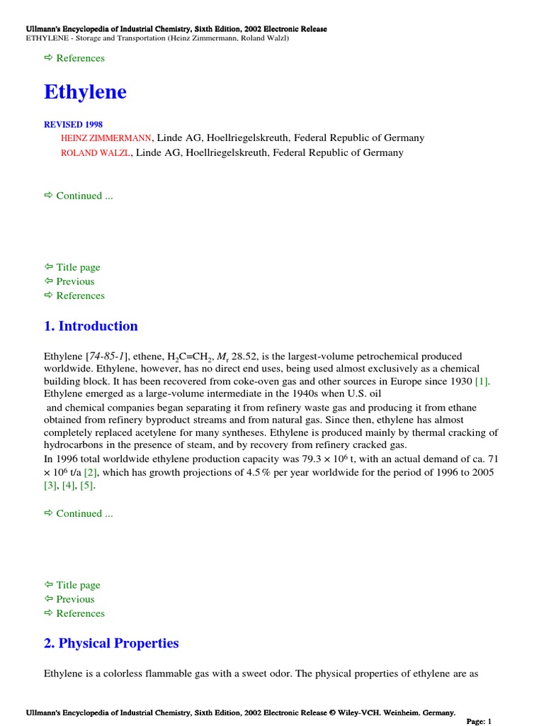 ETHYLENE | PDF | Cracking (Chemistry) | Ethylene