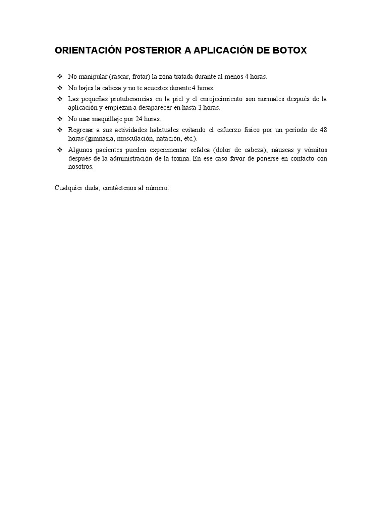 Orientacion Post Botox | PDF