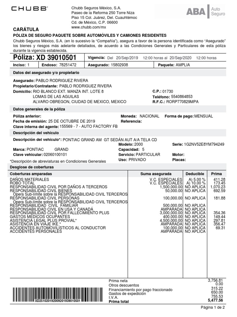 Poliza de Seguro Aba | PDF | Economias