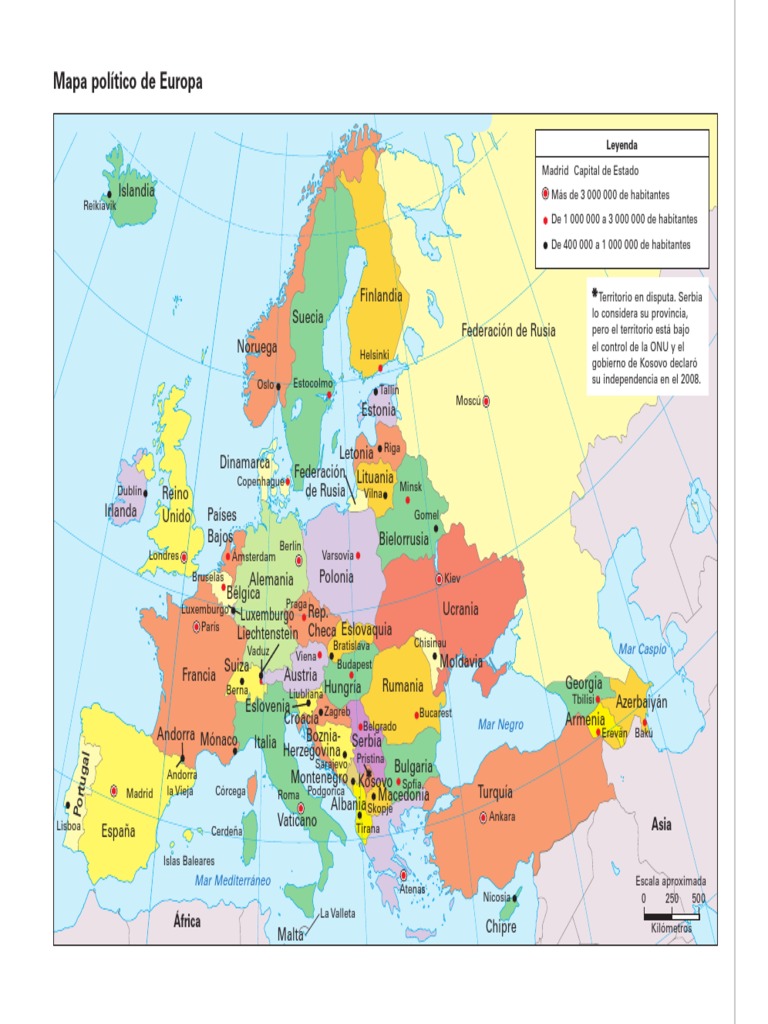 Mapa Político De Europa Pdf Europa Kosovo