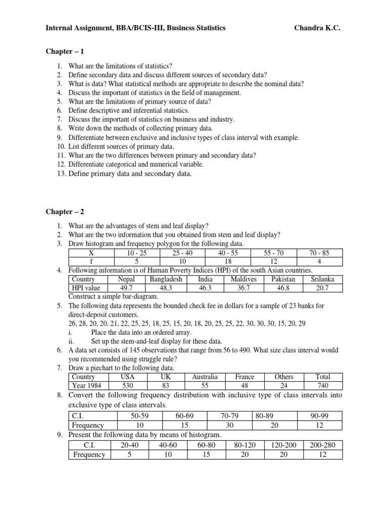 Short Question - Business Statistics | PDF | Statistics | Mean Short Question - Business Statistics | PDF | Statistics | Mean
