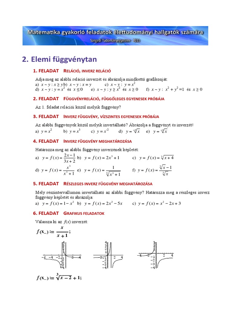 függvénytan feladatok | PDF