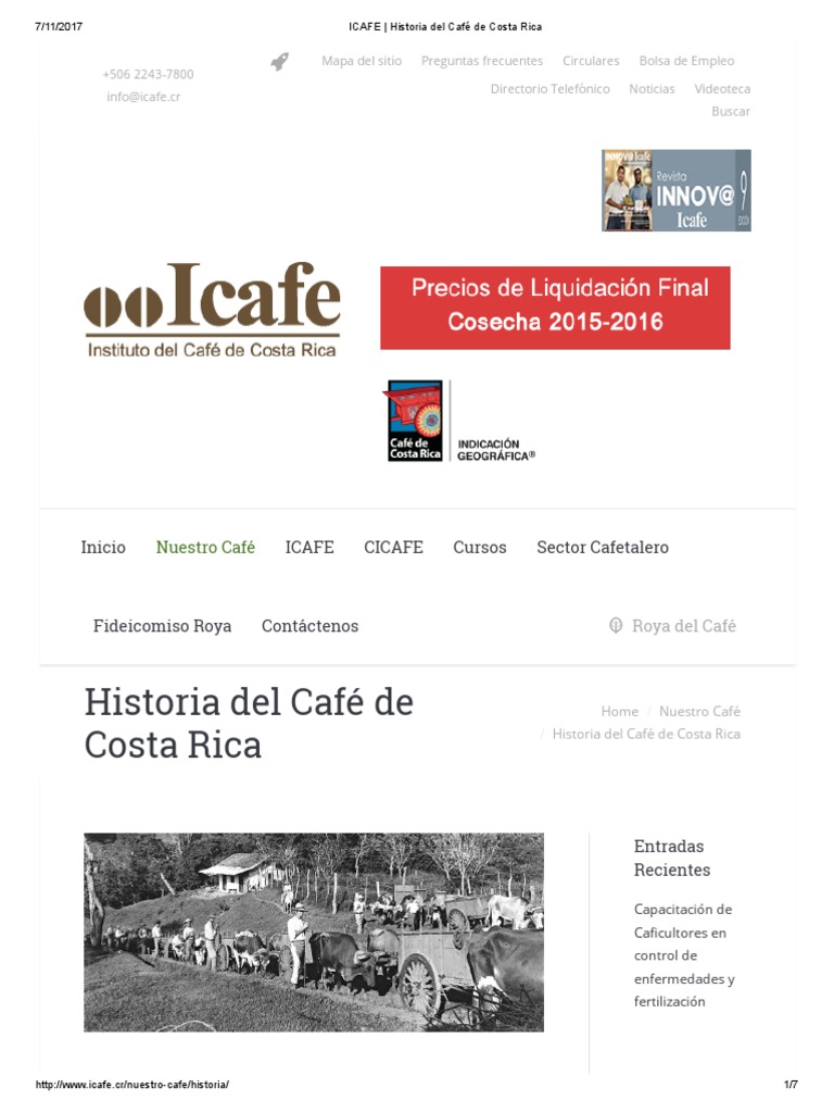 ICAFE - Historia Del Café de Costa Rica | PDF | café | Costa Rica