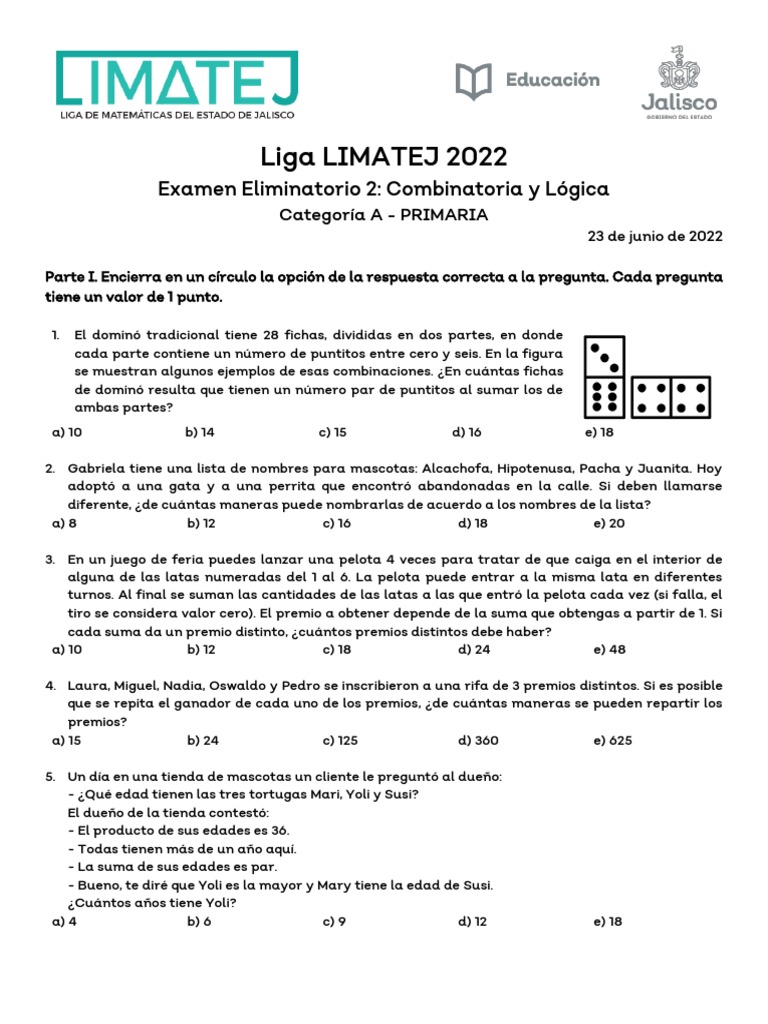 Liga LIMATEJ 2022 Eliminatoria 2 - PRIMARIA | PDF