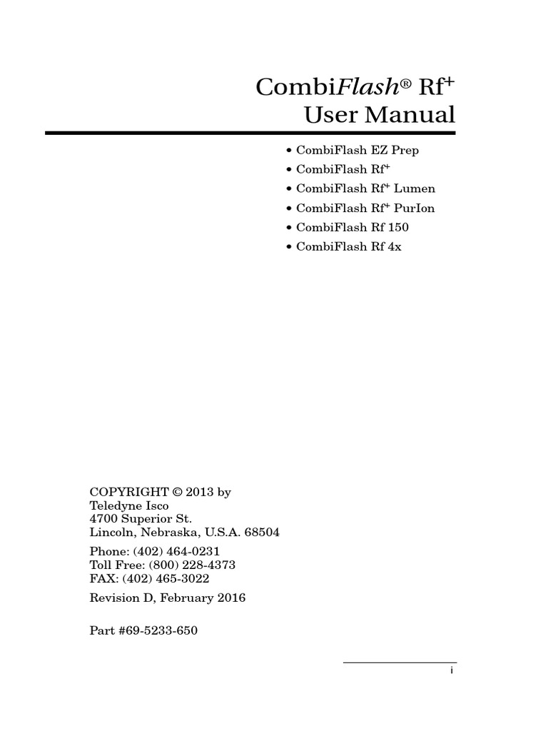 Combi-Flash User Manual | PDF | Ultraviolet–Visible Spectroscopy ...