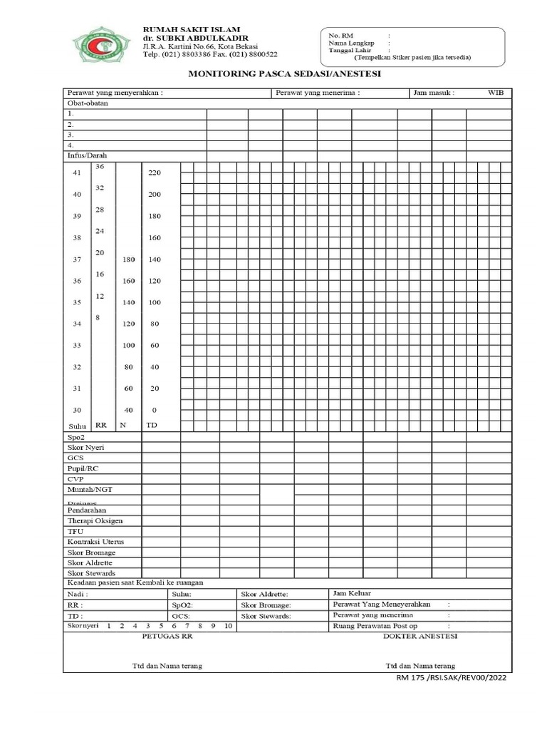 Form Pasca Anestesi | PDF