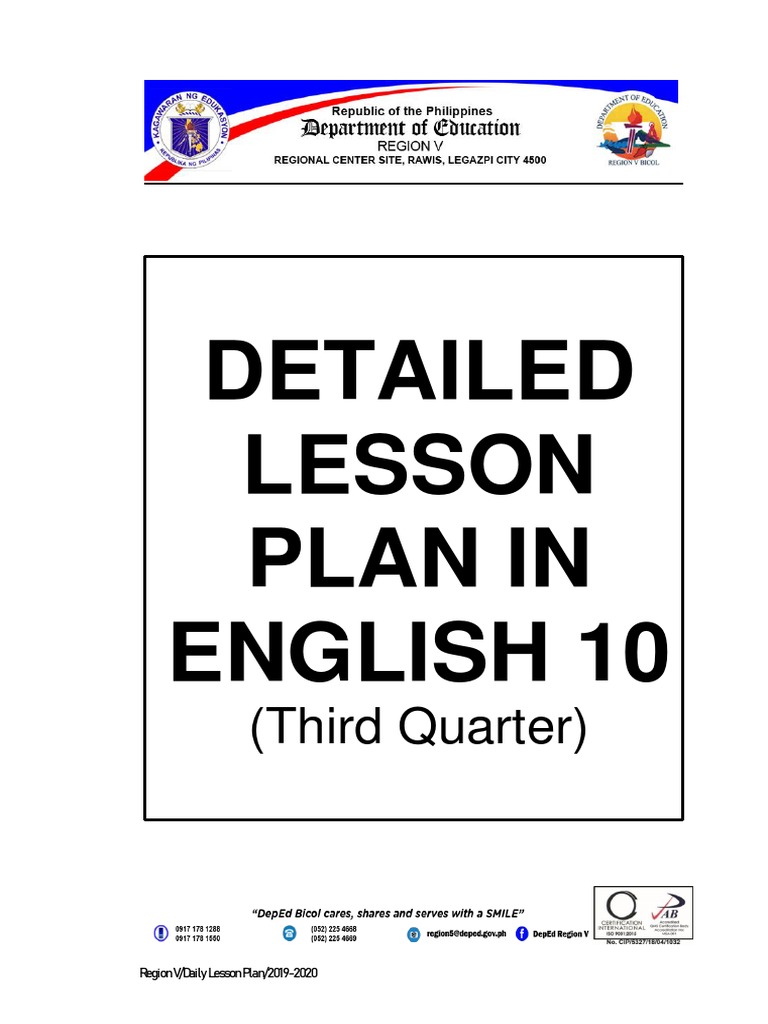GRADE 10-3rd Quarter DLP in English Final PDF | PDF | Lesson Plan ...