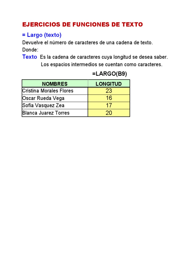 Ejer Funciones de Texto SOLUC | PDF