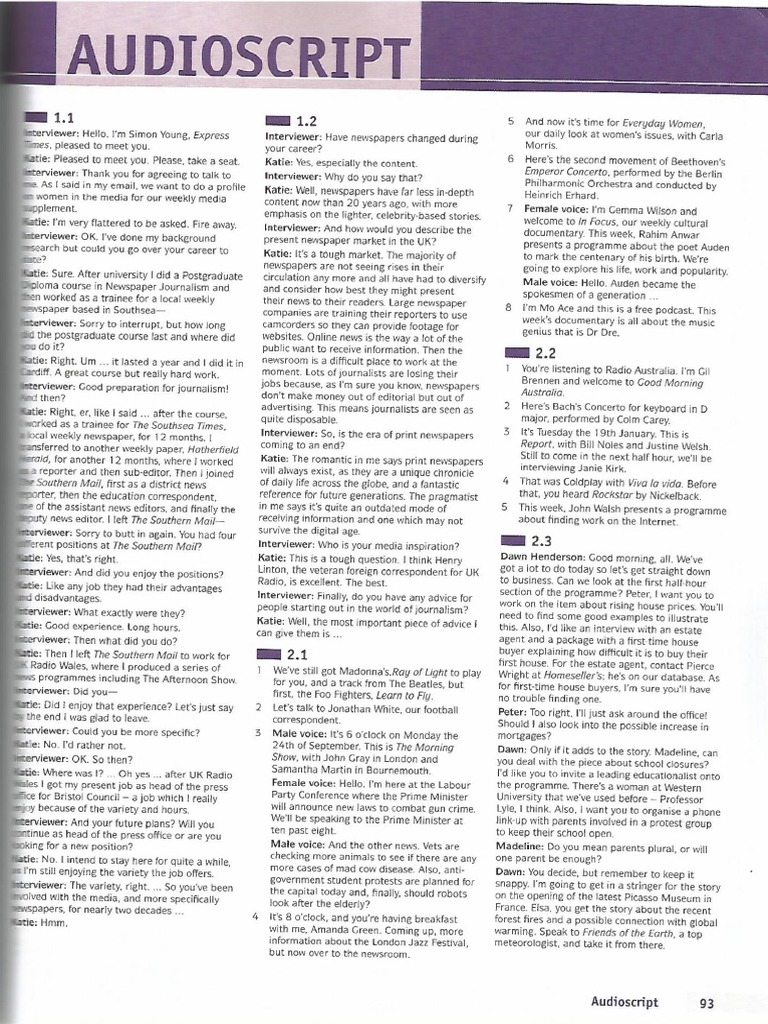 Listening Transcrip | PDF | Newspapers | Mass Media