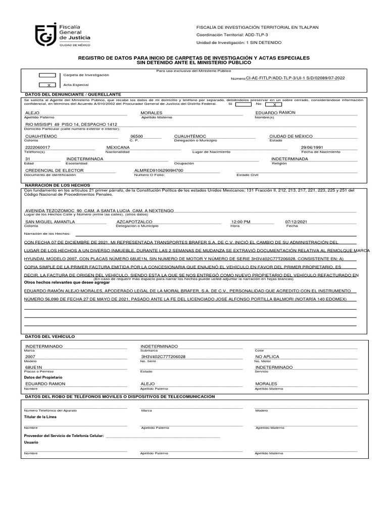 Constancia General de Extravio 19 - 68UE1N | PDF