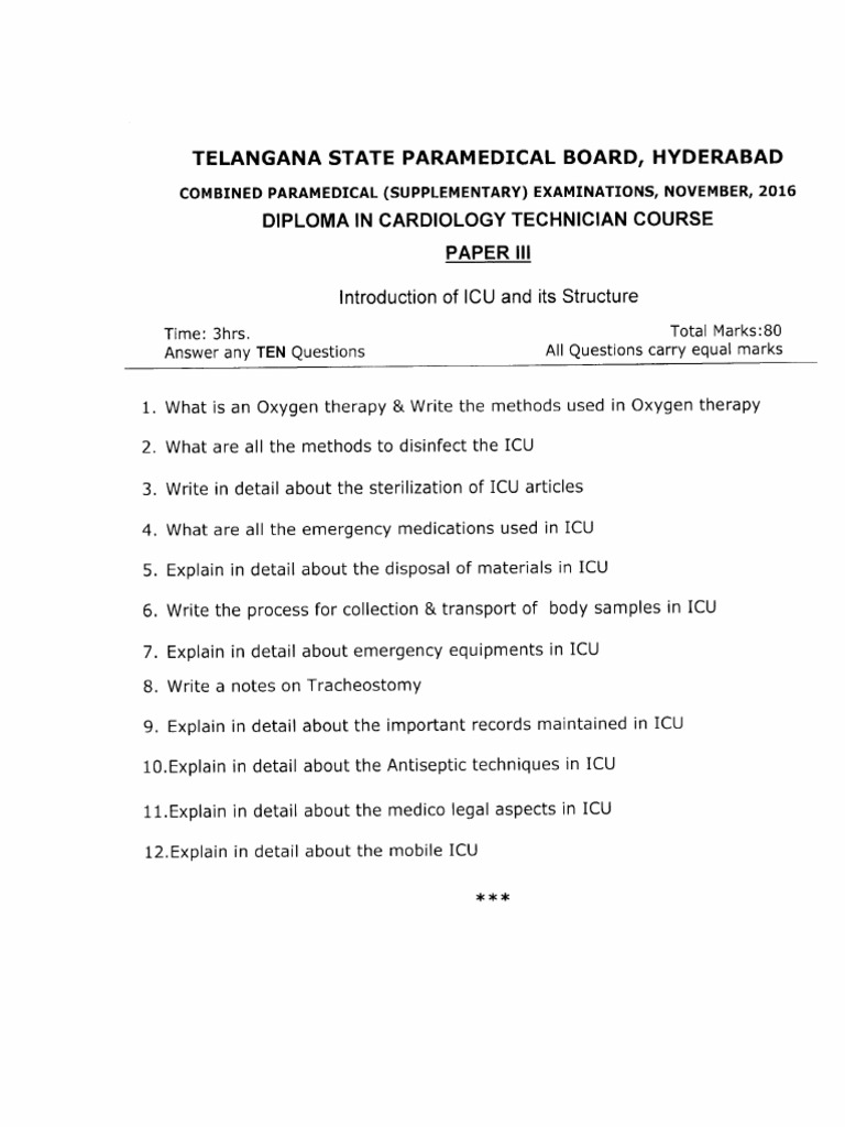ICU Structure and Cardiology Exam Paper | PDF | Cardiology | Heart