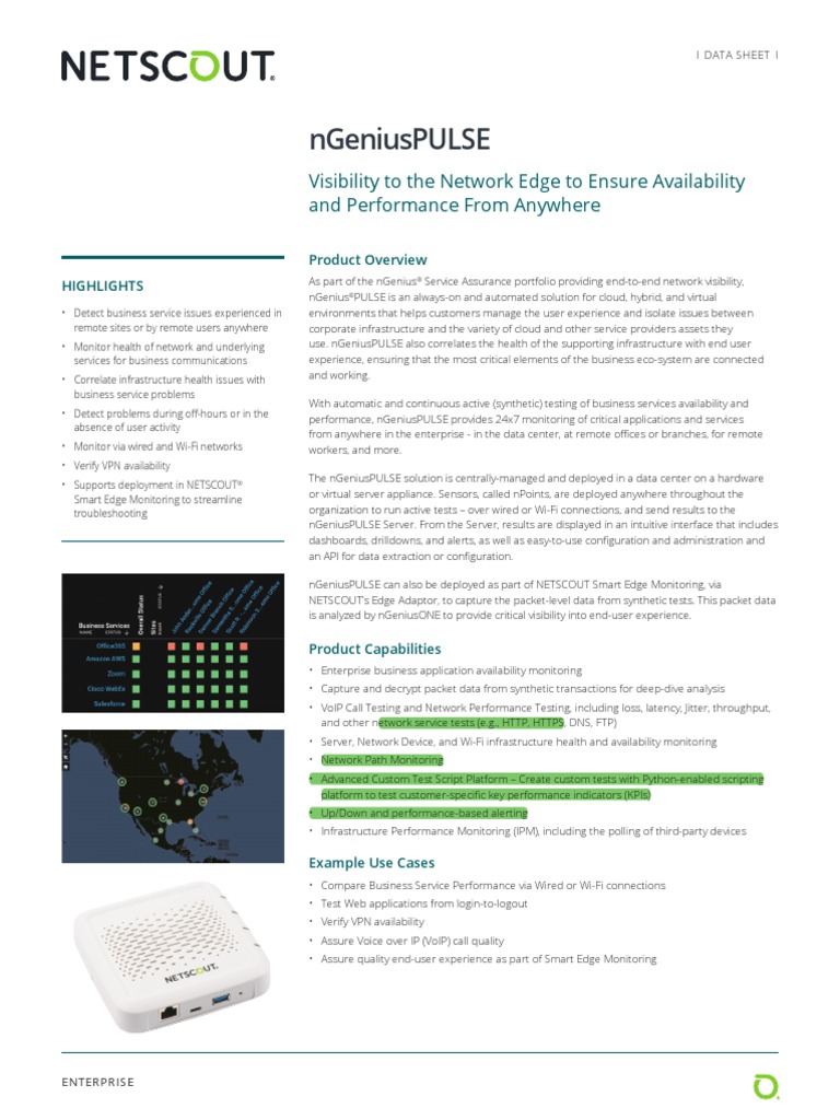 Datasheet - nGeniusPulse | Download Free PDF | Computer Network | Voice Over Ip