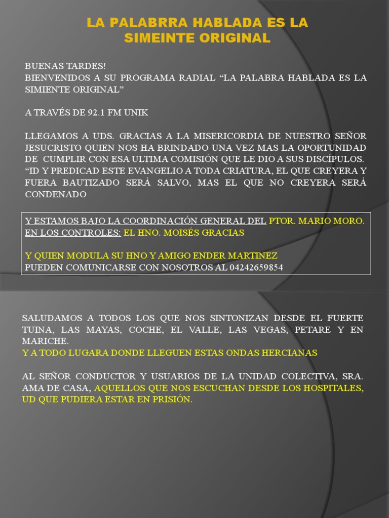 Guion Del Programa Radial | PDF