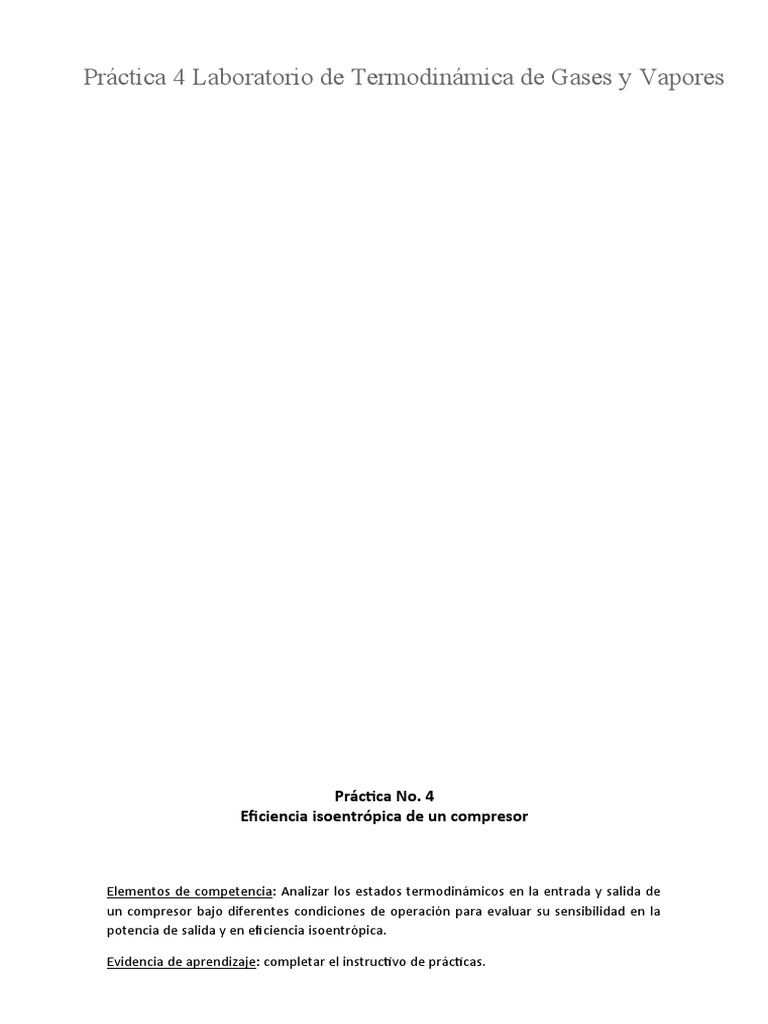Práctica 4 Laboratorio de Termodinámica de Gases y Vapores | PDF | Gases | Mecánica de Medios ...
