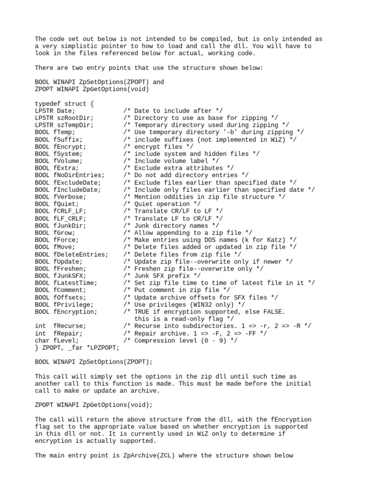 Developer's Guide to Zip DLL | PDF | Zip (File Format) | Pointer (Computer Programming)