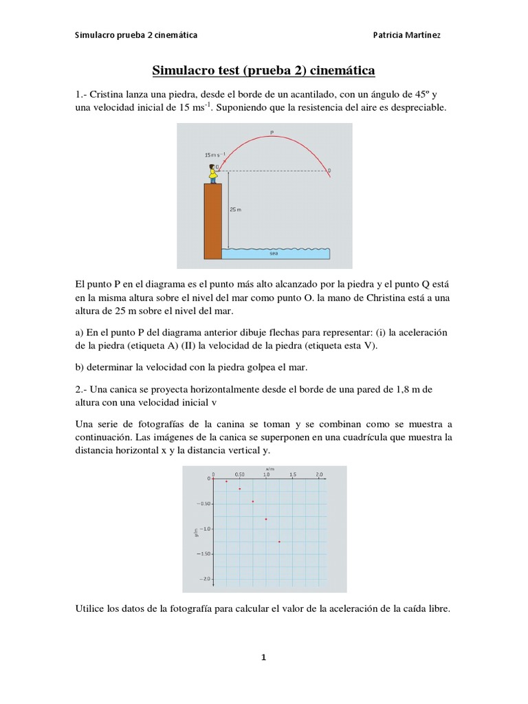 Simulacro Problemas Cinemática Con Solución | PDF | Cinemática | Ciencias fisicas