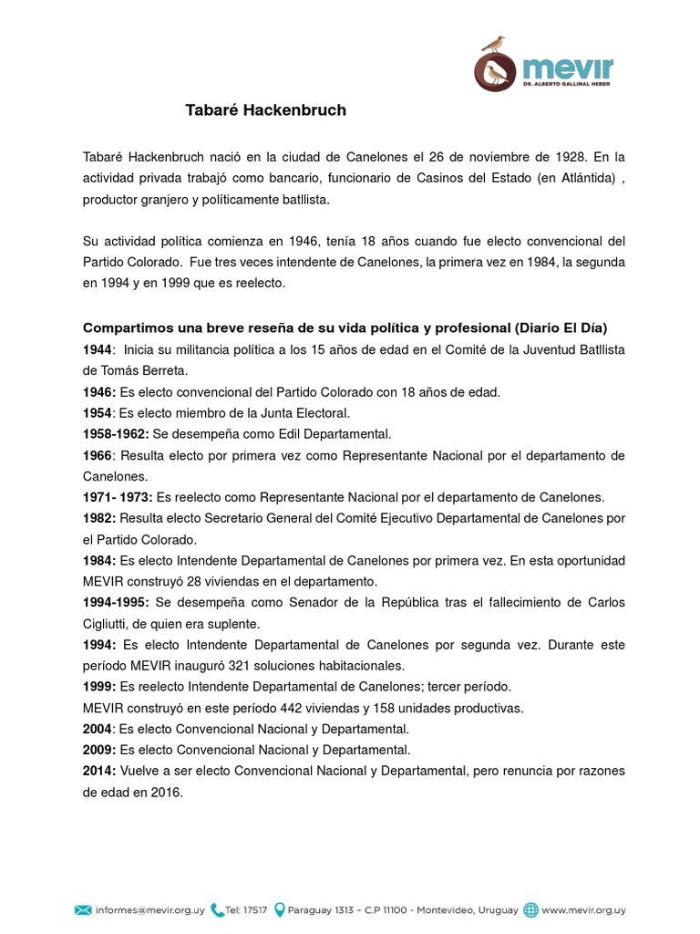 Vida y Legado de Tabaré Hackenbruch | PDF
