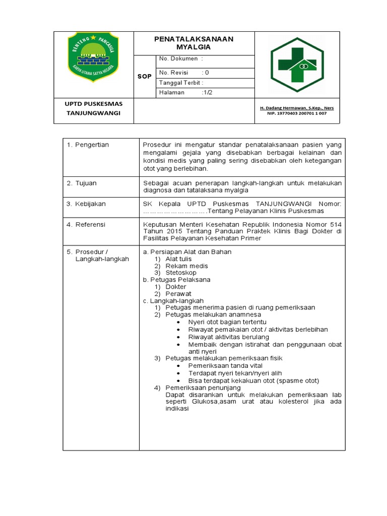 Penatalaksanaan Myalgia di Puskesmas | PDF