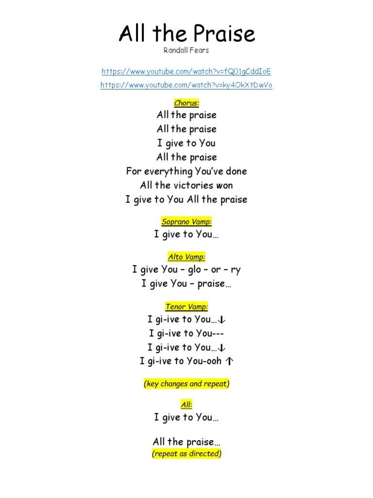 All The Praise - Randall Fears PDF | PDF