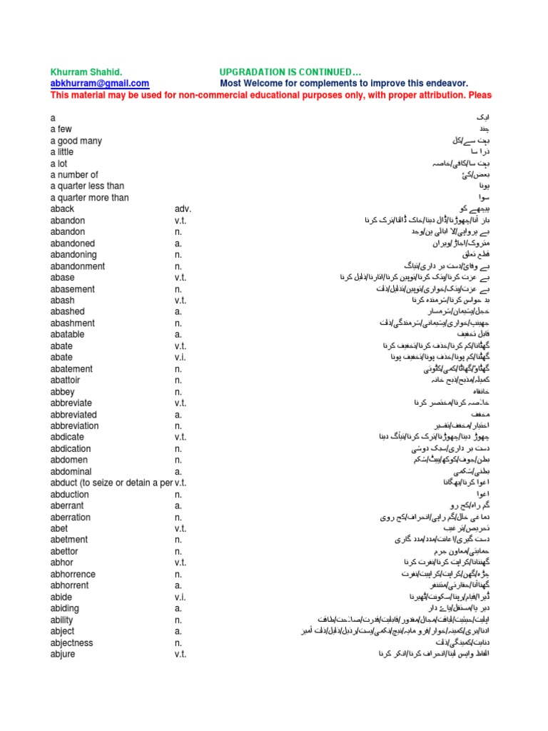 English Urdu Dictionary PDF | PDF