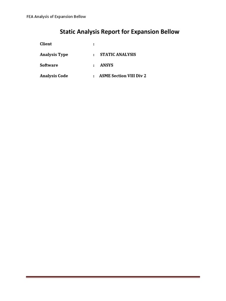 Static Analysis Report For Expansion Bellow | PDF | Finite Element Method | Strength Of Materials