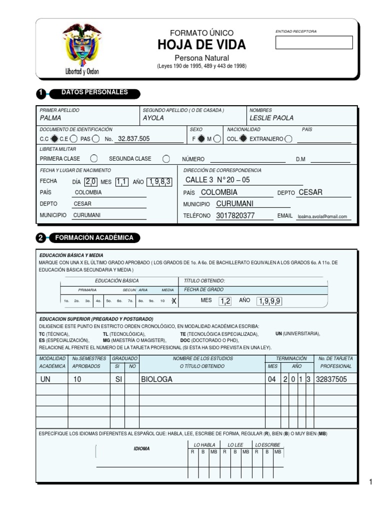 Anexo 2, Formato - Unico - de - Hoja - de - Vida-Persona - natural-DAFP ...