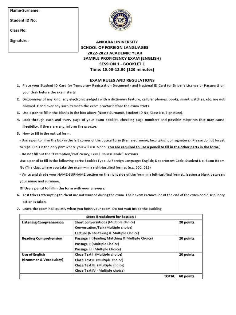 Sample-Proficiency-Exam-Session 1 PDF | PDF | Nonverbal Communication ...