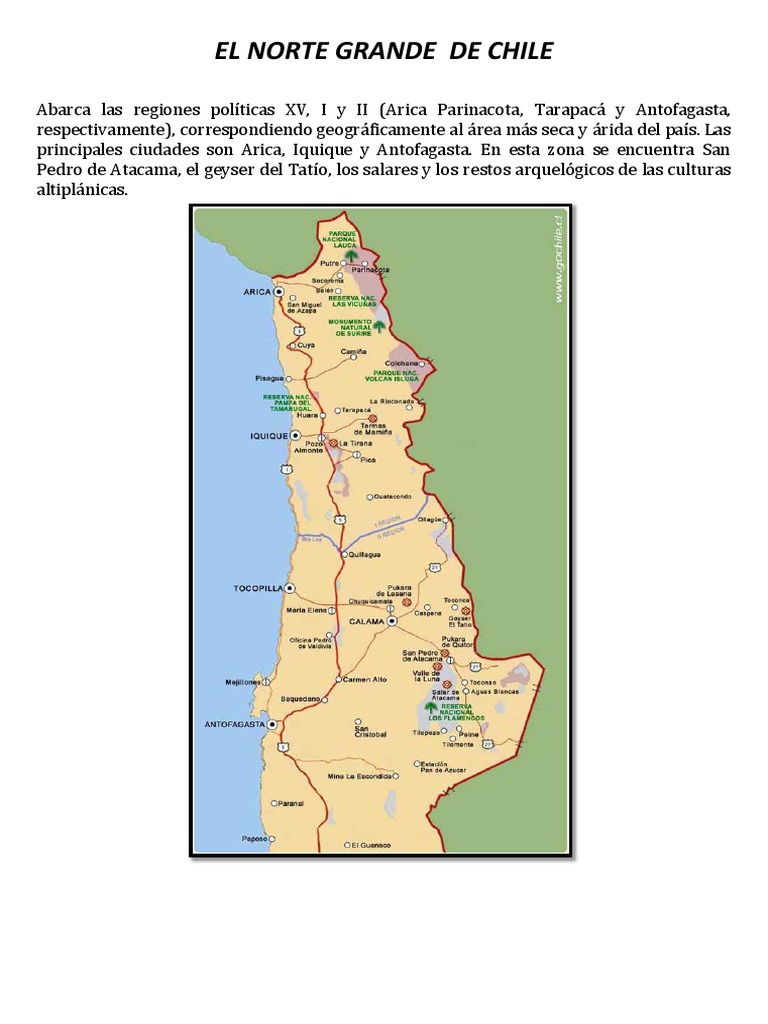 Mapa del Norte Grande de Chile | PDF | Geografía Física | Ciencias de ...