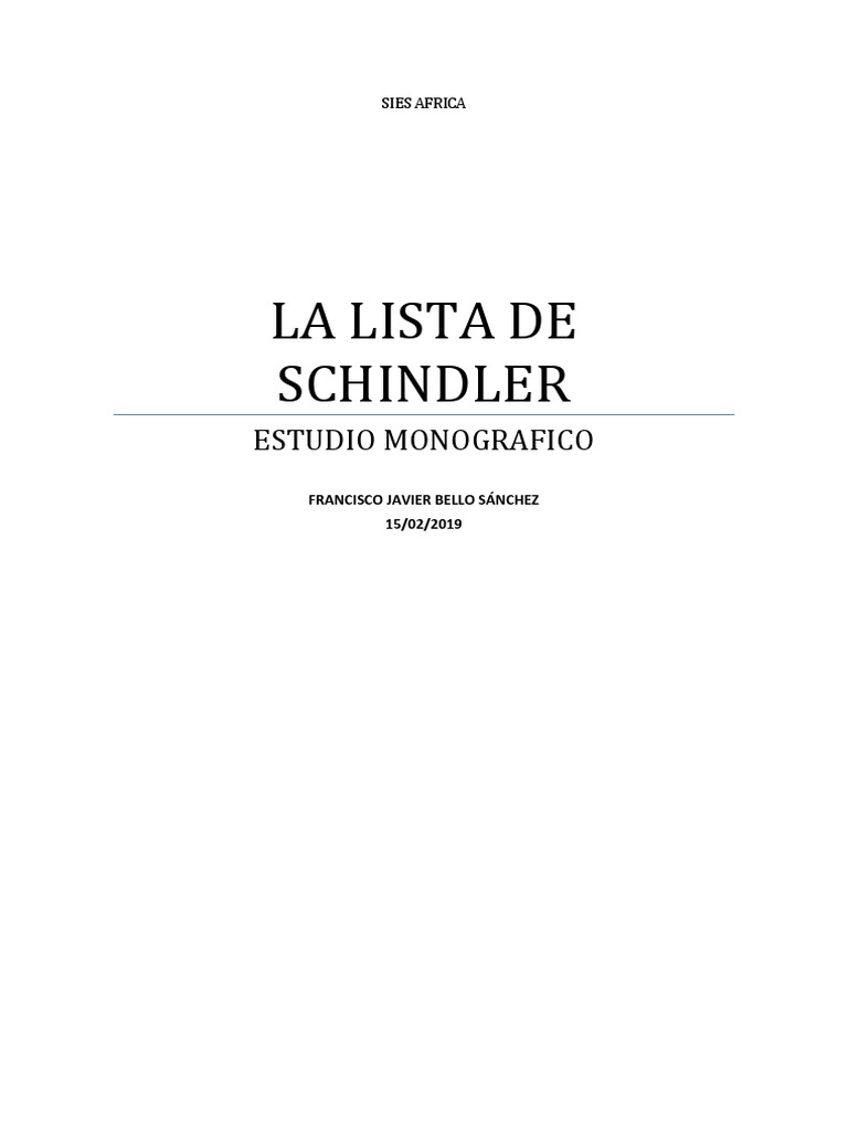 Análisis de "La lista de Schindler" | PDF | nazismo | Alemania nazi