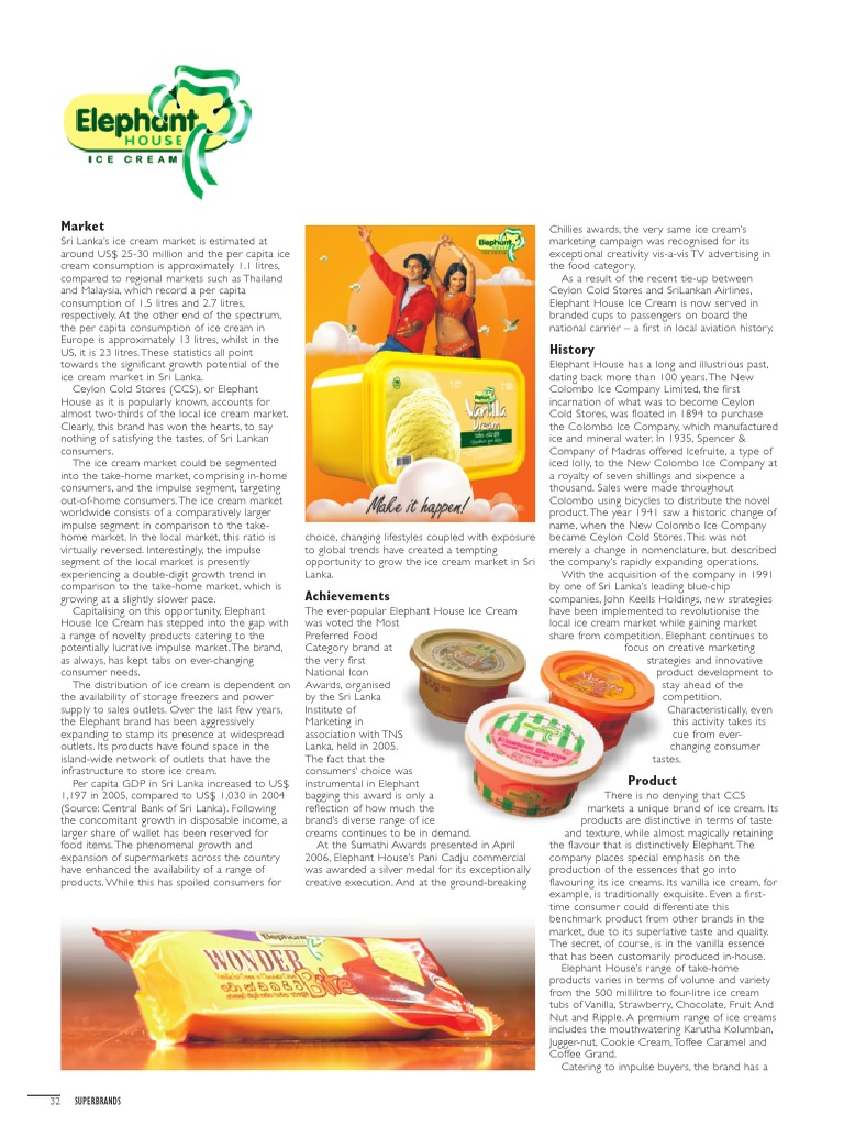 Sri Lanka Volume 1 Elephant House Ice Cream | PDF | Brand | Sri Lanka