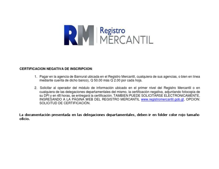 Certificación Negativa de Inscripción | PDF