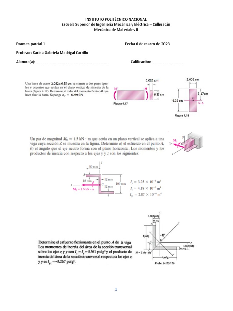 Examen Parcial 1 Mec II | PDF