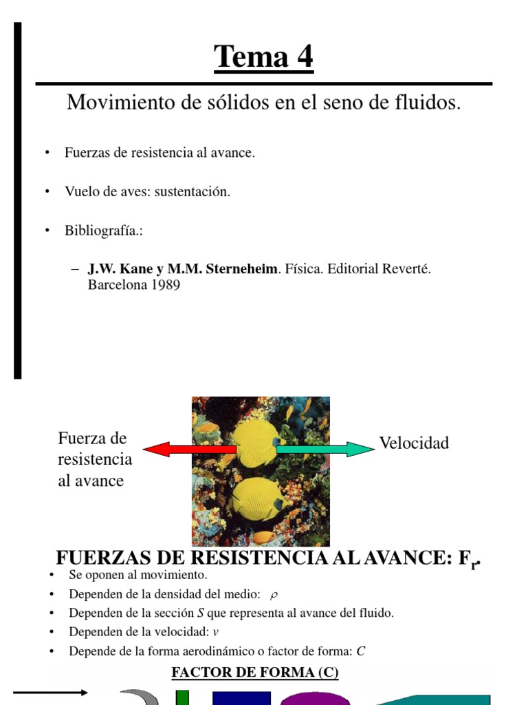 Tema 4 - Movimiento de Solido en Fluido | PDF | Arrastrar (Física) | Levantar (Fuerza)