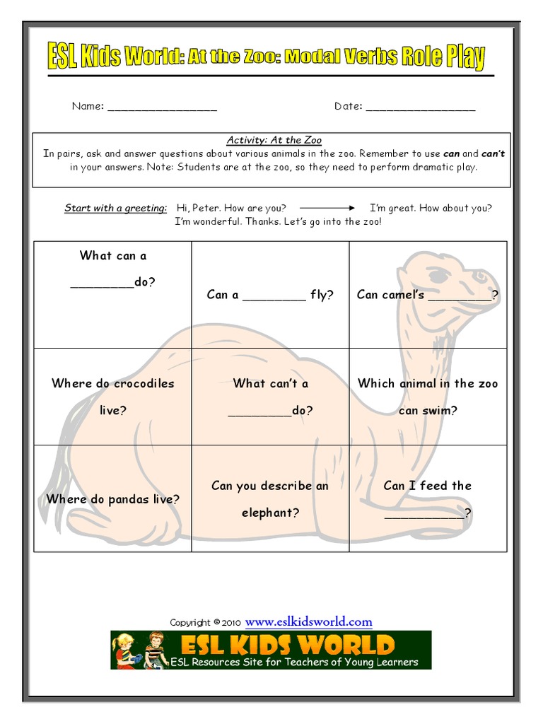 At The Zoo Using Modal Verbs Role Play | PDF