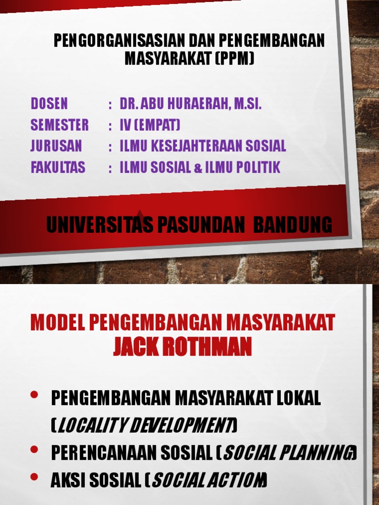 Materi PPM Pertemuan Ke-2 Model Pengembangan Masyarakat | PDF