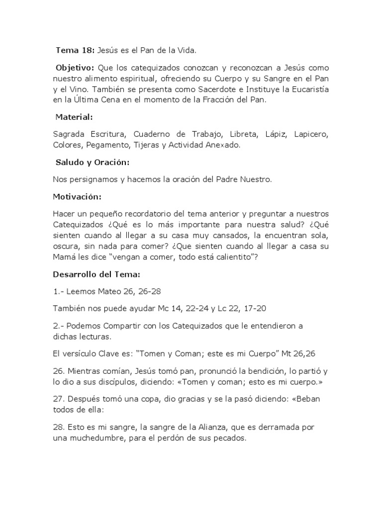 Tema 18 Ultima Cena PDF | PDF | eucaristía | Cristo (título)