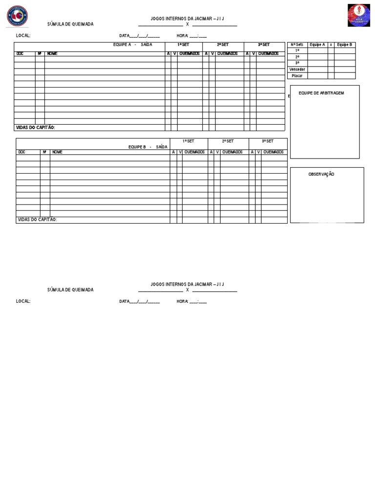 Sumula de Queimada | PDF