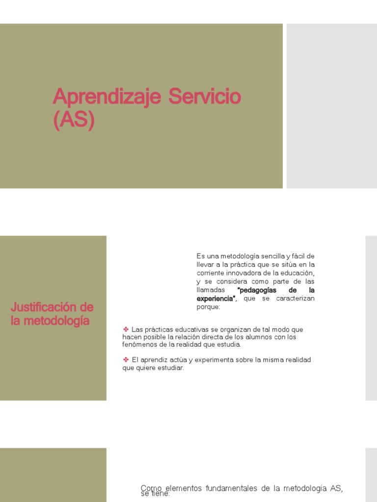 Aprendizaje Servicio (As) | Descargar gratis PDF | Sevicio de aprendizaje | Modificación de ...