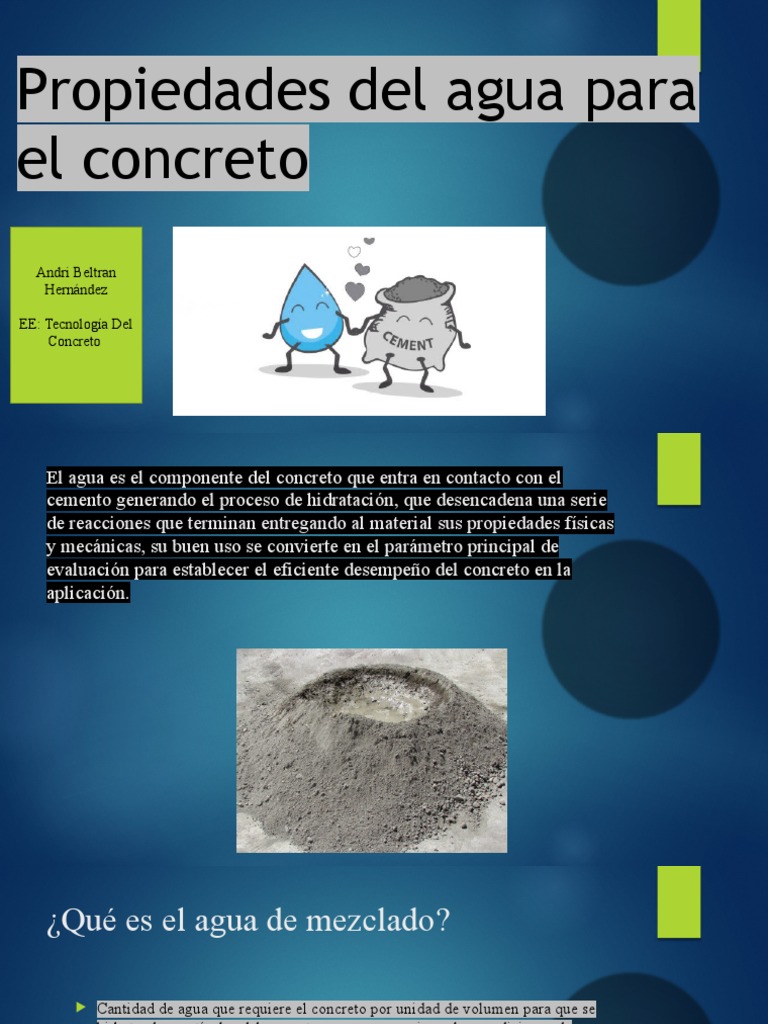 Propiedades Del Agua para El Concreto | PDF | Hormigón | Cemento