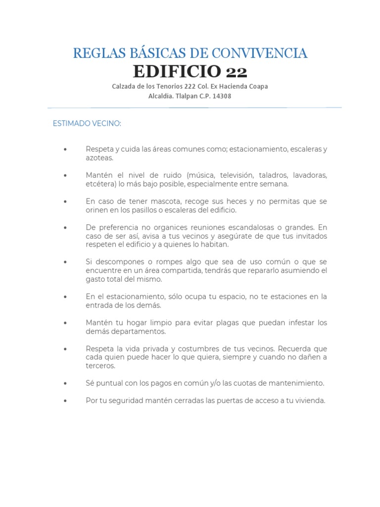 Reglas Básicas de CONVIVENCIA | PDF