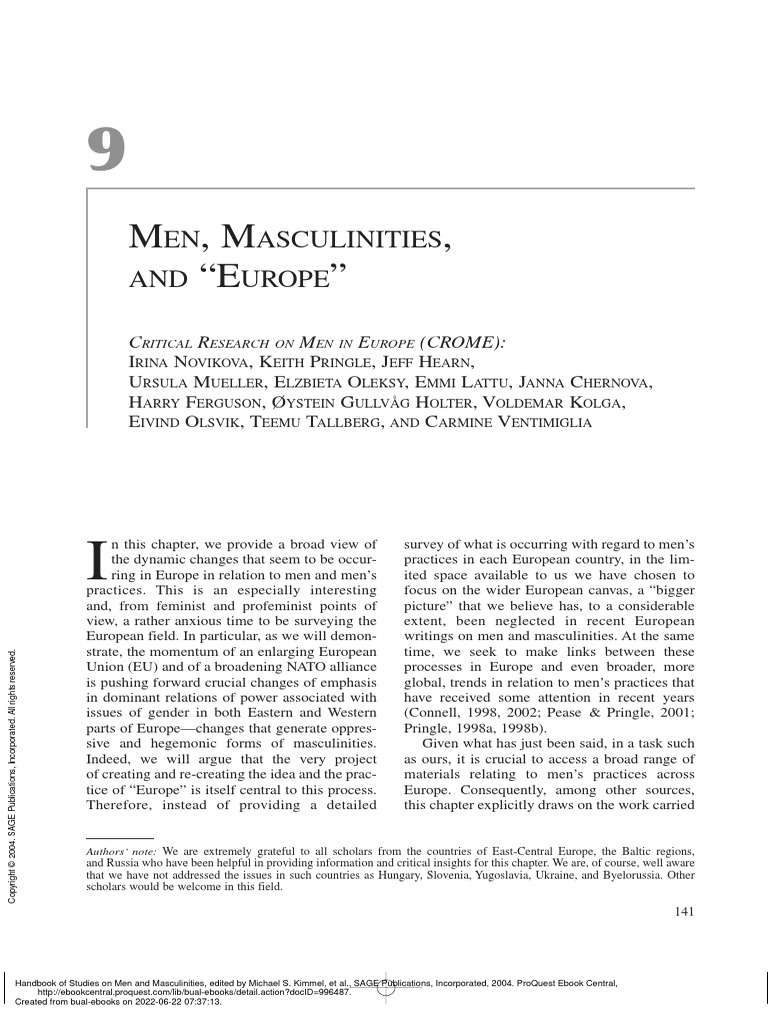 Handbook of Studies On Men and Masculinities - (9 - MEN MASCULINITIES ...