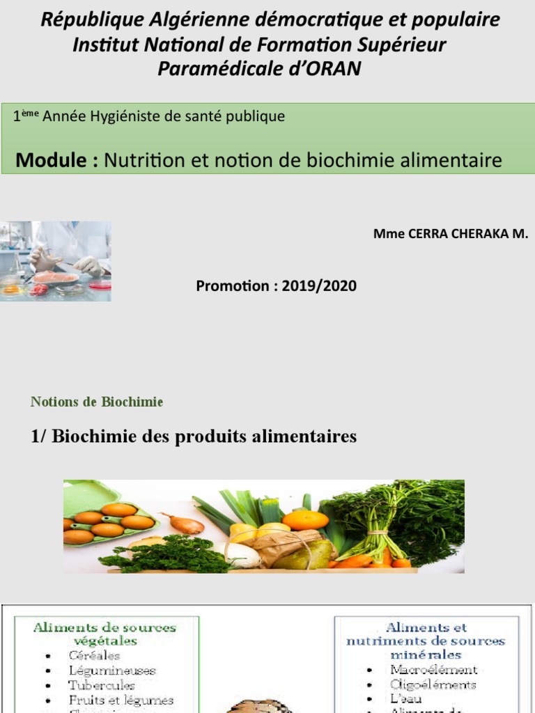 Cours Des Notions de Biochimie Alimentaire | PDF | Nourritures | Enzyme