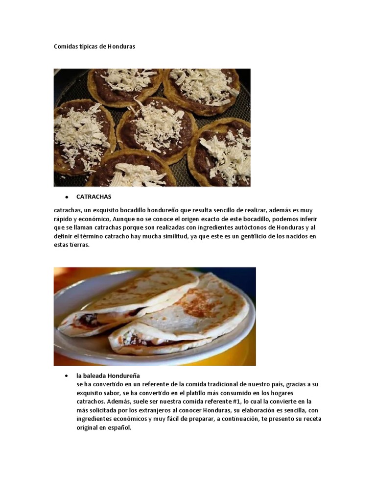 Comidas Típicas de Honduras: Recetas | PDF