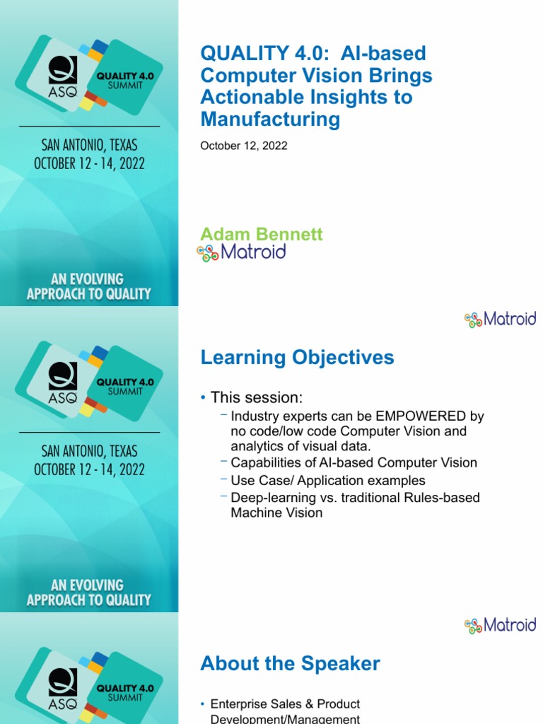 Quality 4.0 AI Based Computer Vision Brings Actionable Insights To ...