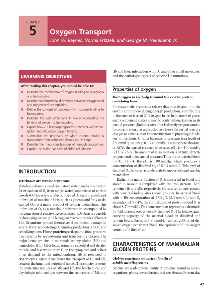 Oxygen Transport JOHN W. BAYNES, MAREK H. DOMINICZAK - Medical Biochemistry-Elsevier Inc. (2019 ...