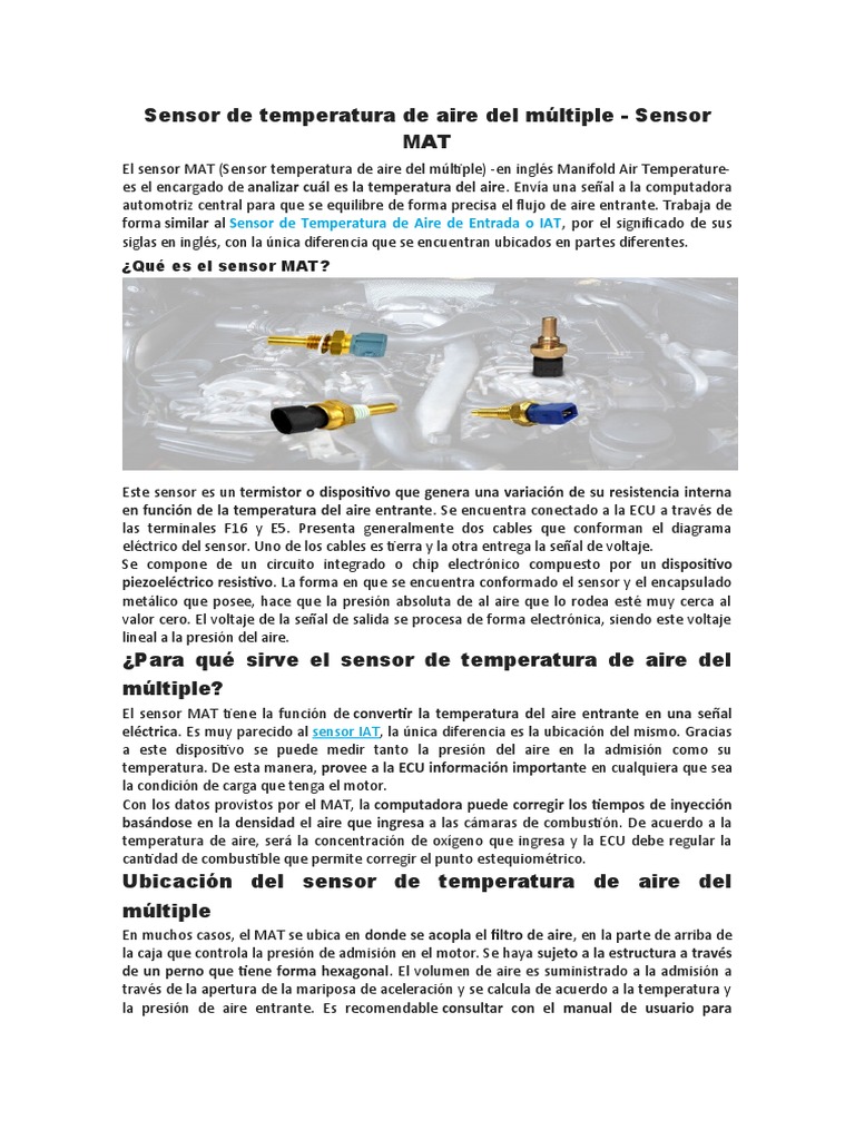 Análisis completo del sensor de temperatura de aire del múltiple (MAT ...