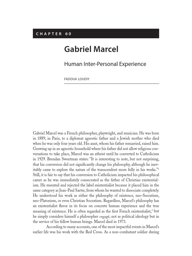 Gabriel Marcel Human Interpersonal Exper | PDF | Existentialism ...