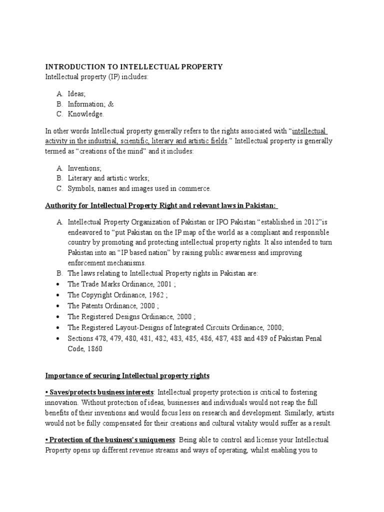 Introduction To Intellectual Property | PDF | Intellectual Property | Trademark