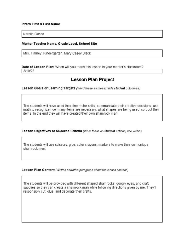 Internship q3 Lesson Plan Template 3-8-23 | PDF | Lesson Plan | Pedagogy