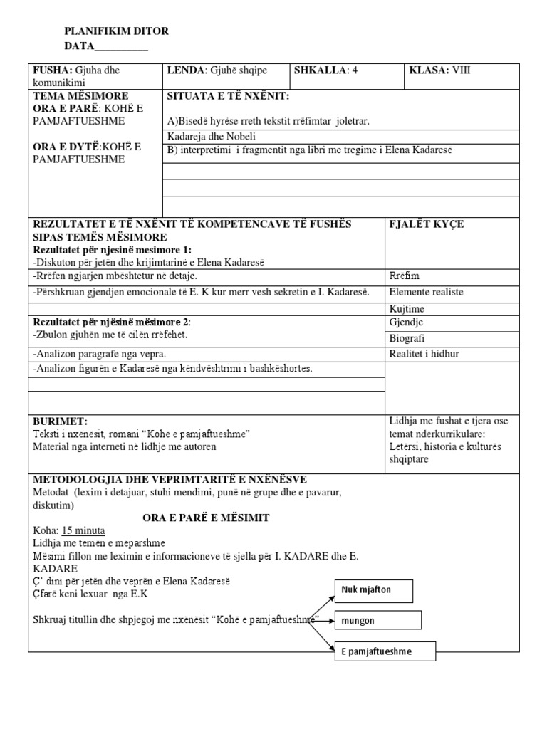 Gjuhë Shqipe VIII - Ditar PDF | PDF